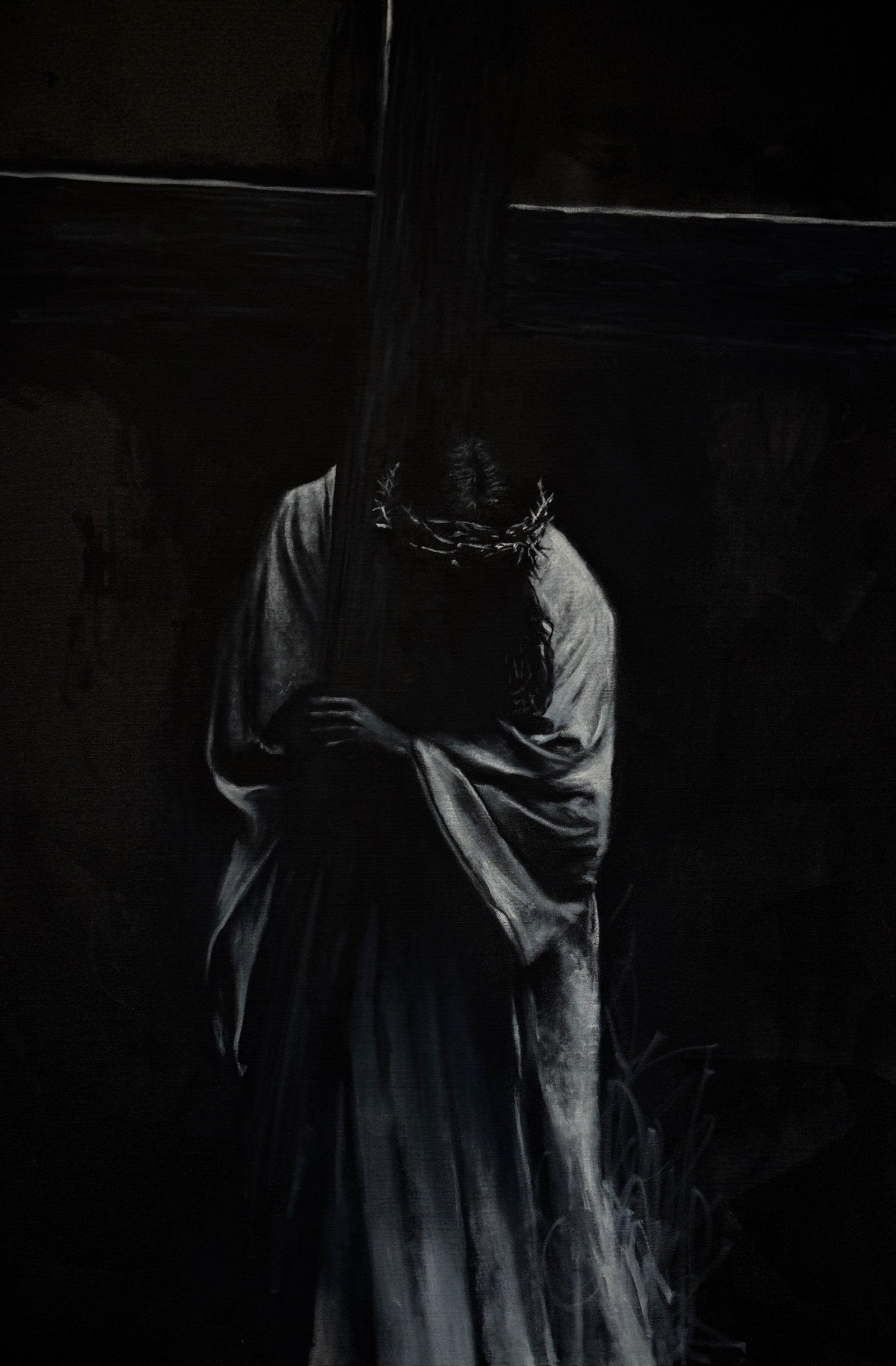 As He Bore What Was Ours | Original Oil Painting – Mad Charcoal